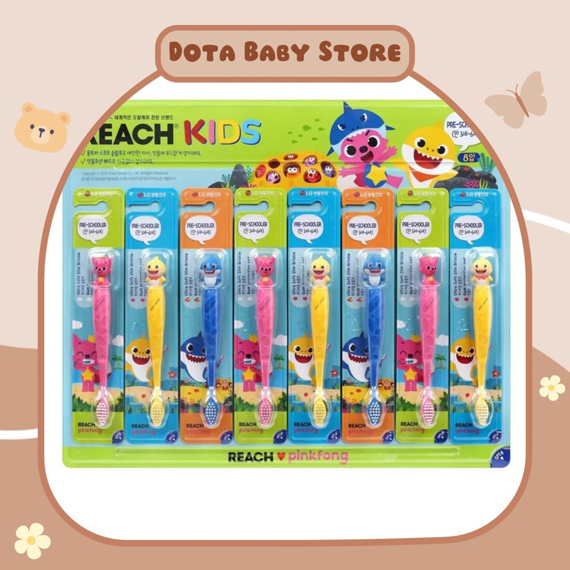 Bàn Chải Đánh Răng Reach Kids PINKFONG BABYSHARK Cho Bé Từ 3-6 tuổi Nội ...