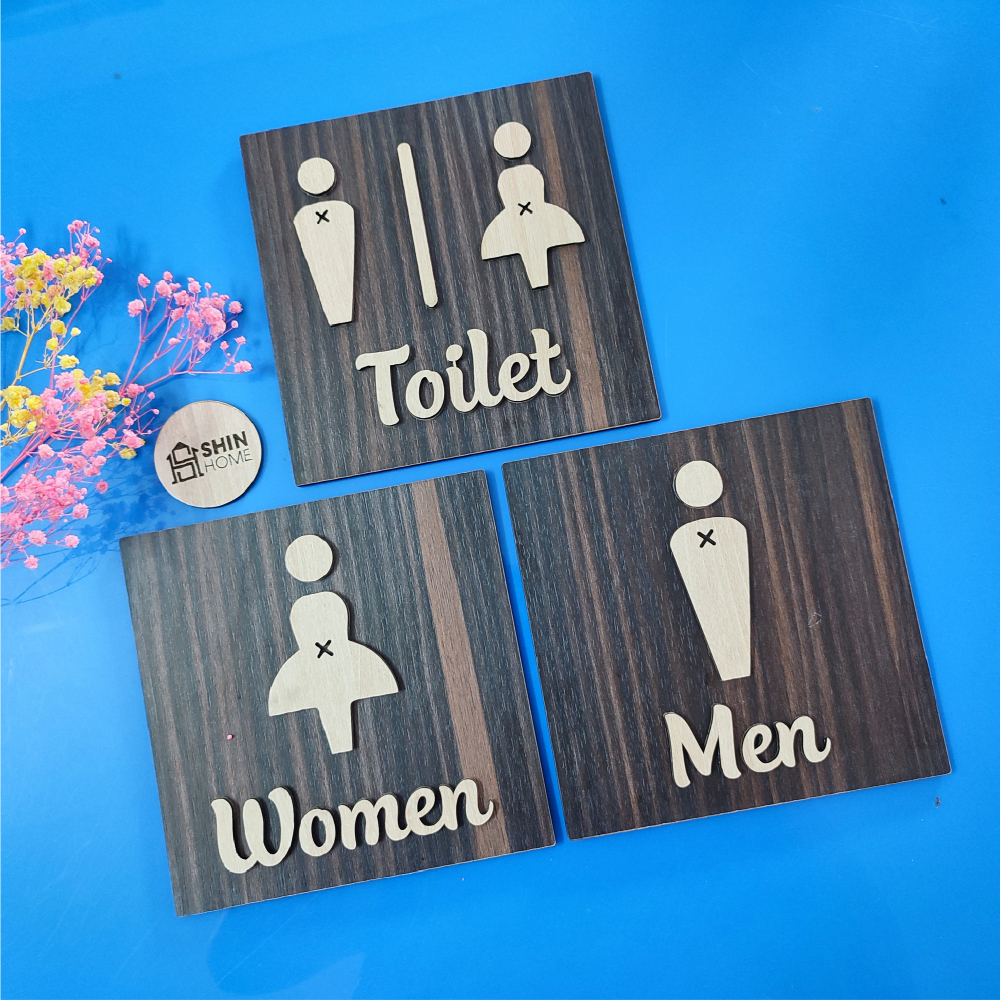 Bảng toilet bằng gỗ cắt laser nổi decor trang trí WC - Nhà vệ sinh ...