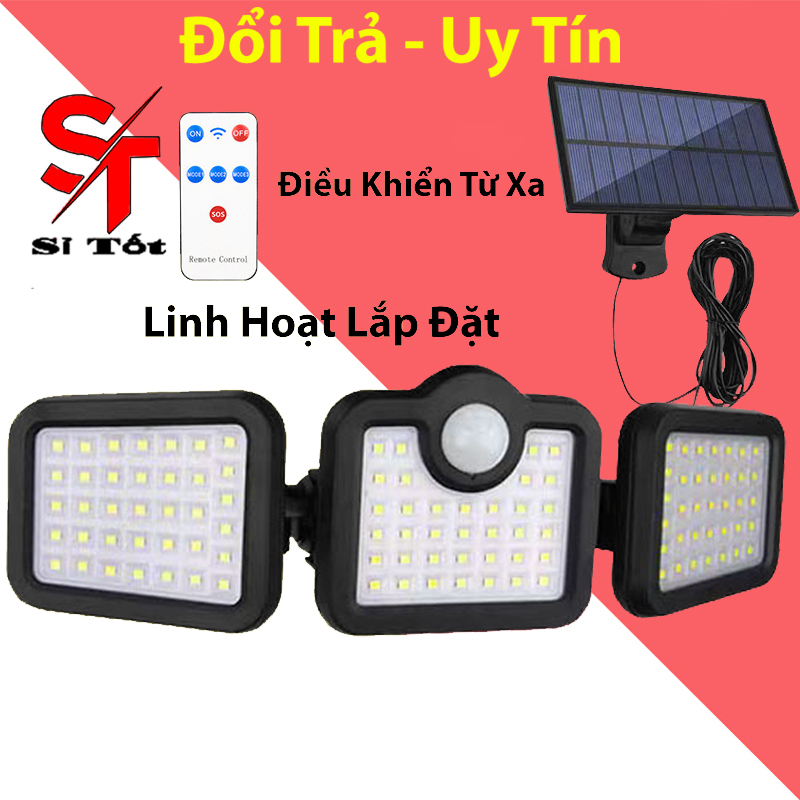Đèn Năng Lượng Mặt Trời 80w Solar Light 3 Bóng 75 led Chống Nước Cảm ...
