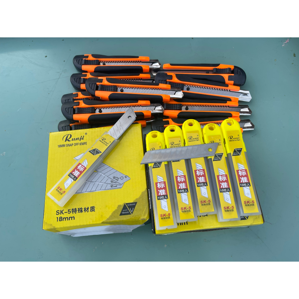 Combo 10 Dao Rọc Giấy + 1 Hộp 200 Lưỡi Runji | Shopee Việt Nam