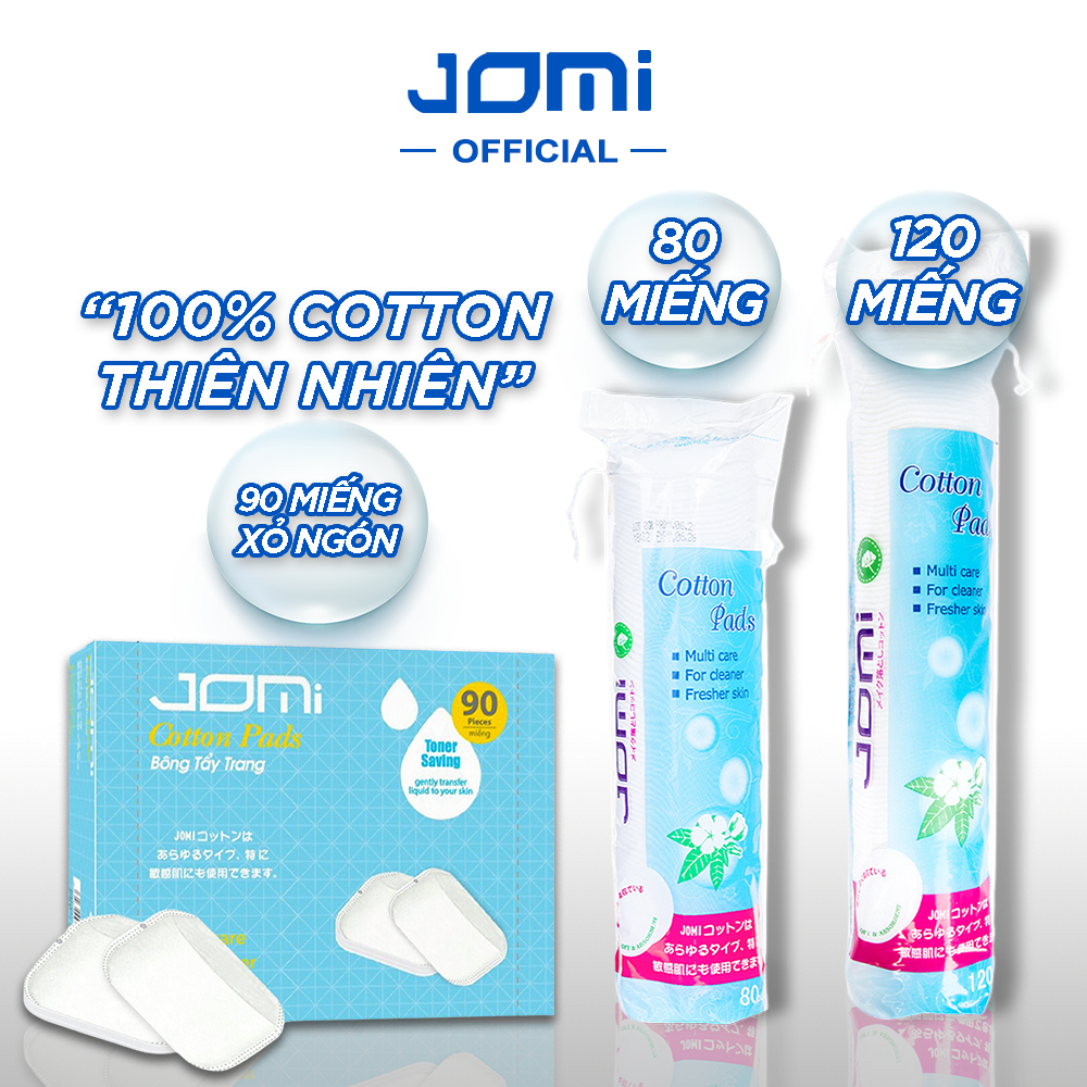 Bông tẩy trang Jomi Nhật Bản 100% cotton, tiết kiệm dung dịch 80 miếng ...