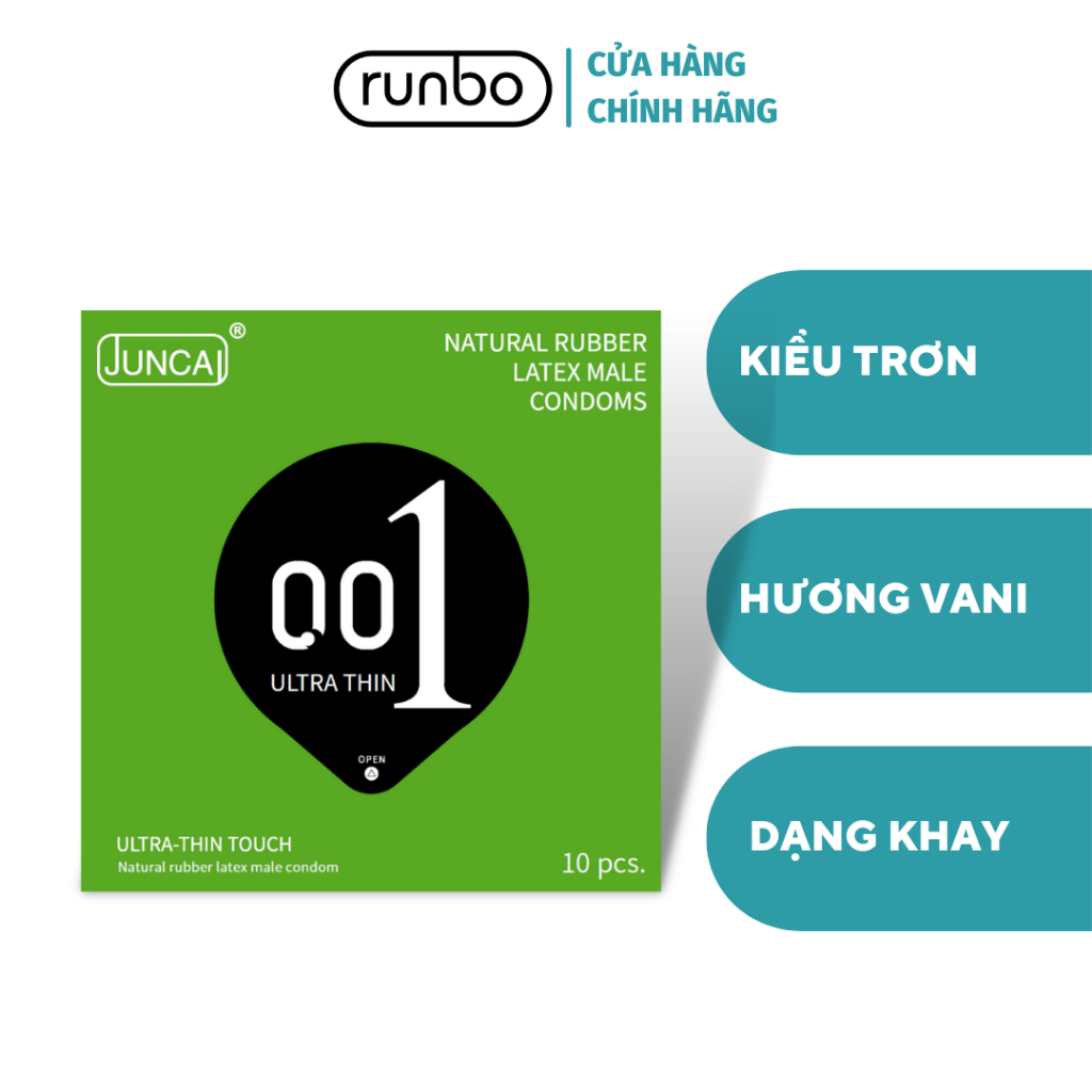 Bao cao su JUNCAI 001 Ultrathin Touch siêu mỏng, tăng cường lượng gel, chất lượng quốc tế Hộp ...