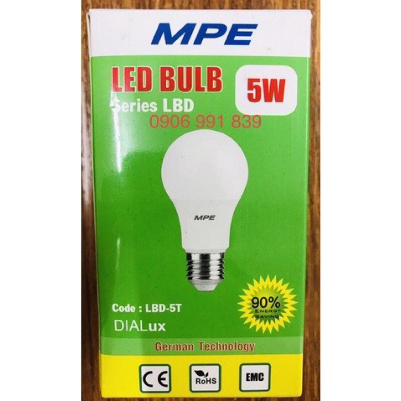 Bóng đèn LED Bulb MPE - Ánh sáng trắng/vàng - 3w, 5w, 7w, 9w, 12, 15w cao cấp MPE ( tiêu chuẩn ...