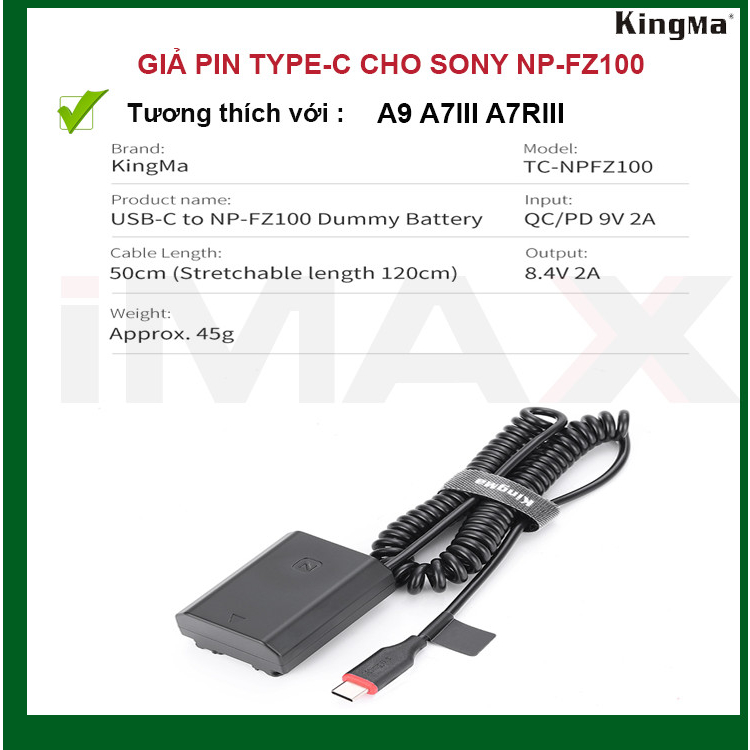 GIẢ PIN KINGMA USB-C TO SONY NP-FZ100 DUMMY BATTERY | Shopee Việt Nam