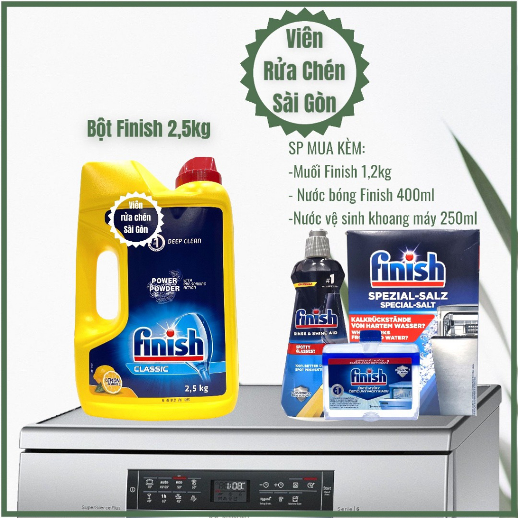 Bột rửa chén bát Finish Hương Chanh [tiết kiệm, phù hợp cho cả máy nhỏ ...