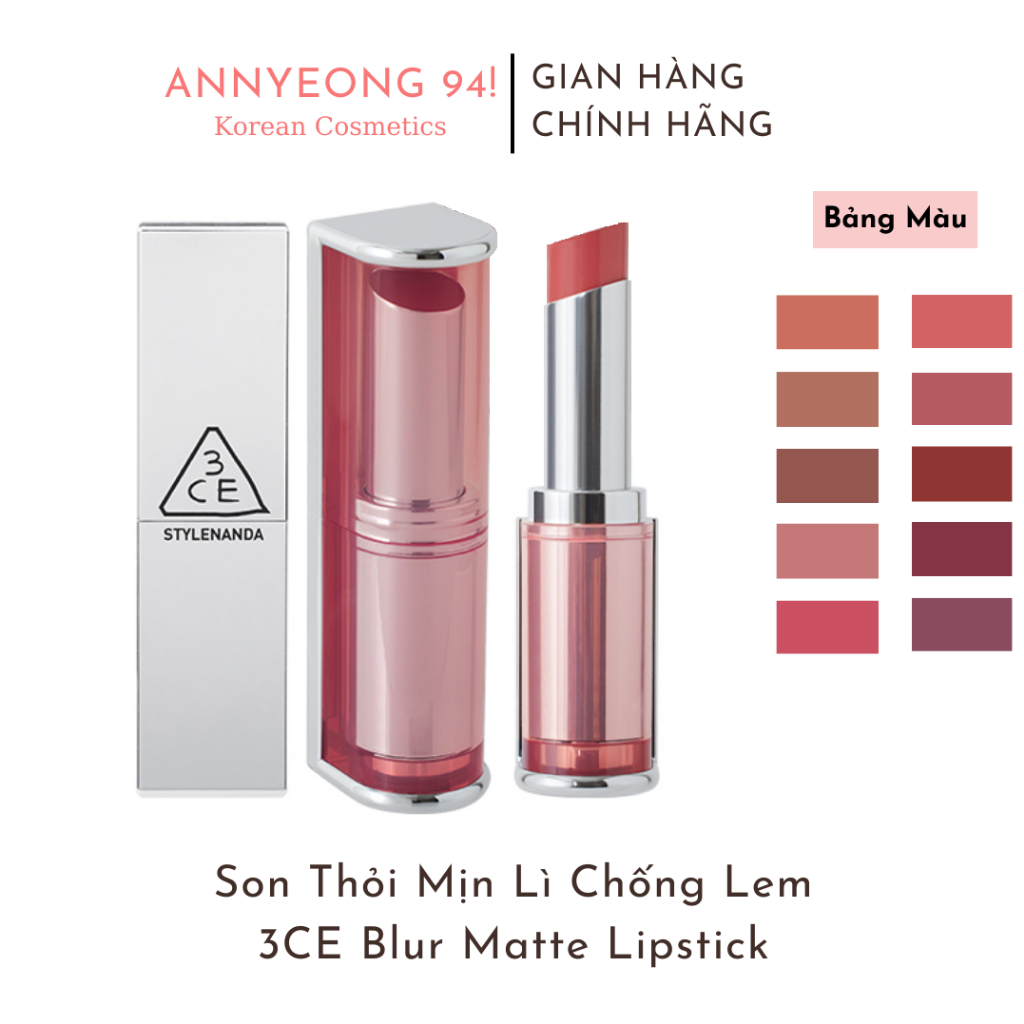 Son Thỏi 3CE Blur Matte Lipstick Mịn Lì Mờ Ảo Nhẹ Tênh 4g | Shopee Việt Nam