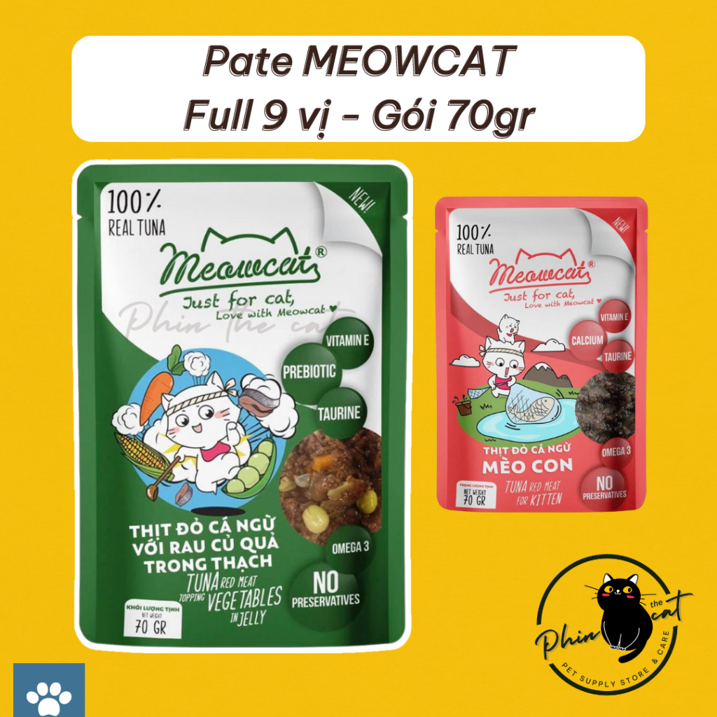Pate cho mèo MEOWCAT đầy đủ 9 vị - pate cho mèo con - pate cho mèo trưởng thành - gói 70gr ...