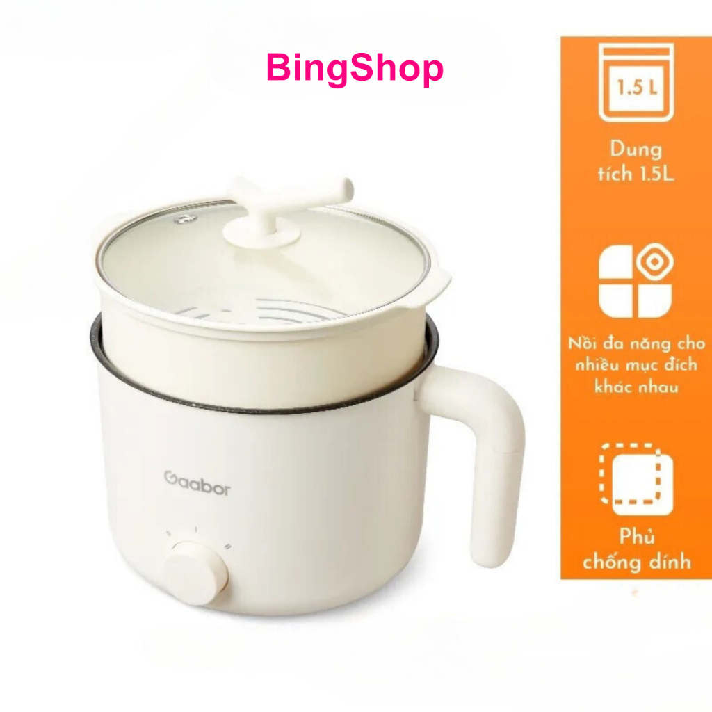 Nồi điện đa năng 1,5L Gaabor GR-N15A phủ lớp chống dính, 600W, 2 mức ...