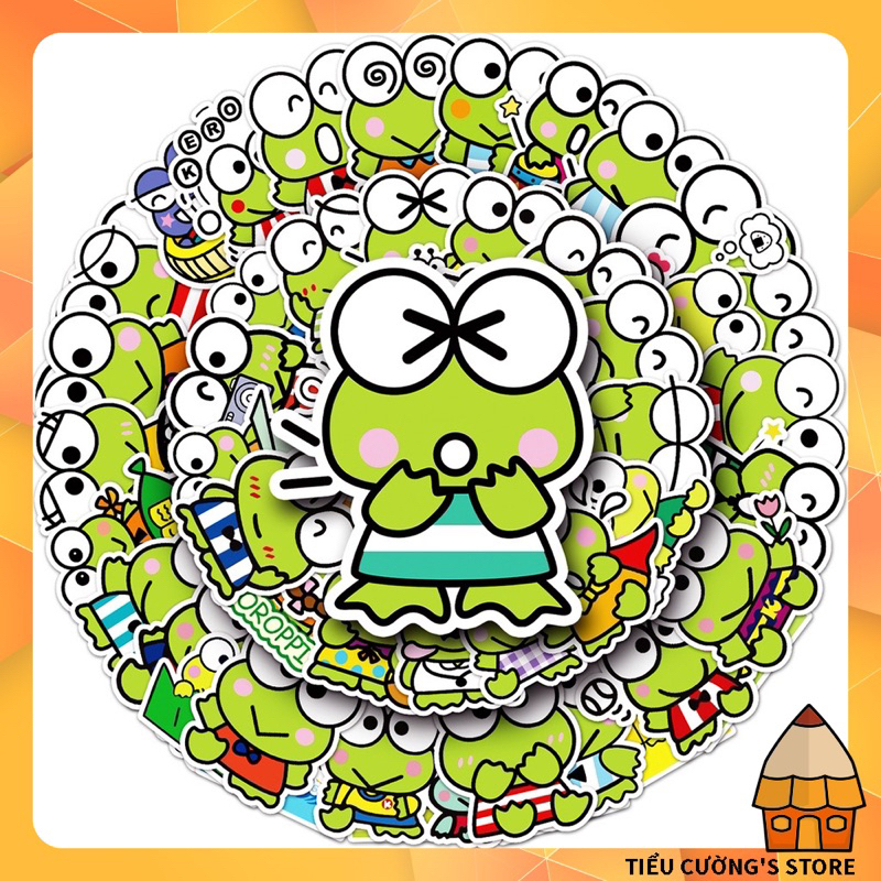 Set 10/20/50 Hình Dán ẾCH CON 🐸 Sticker Keroppi cute trang trí xe, điện ...