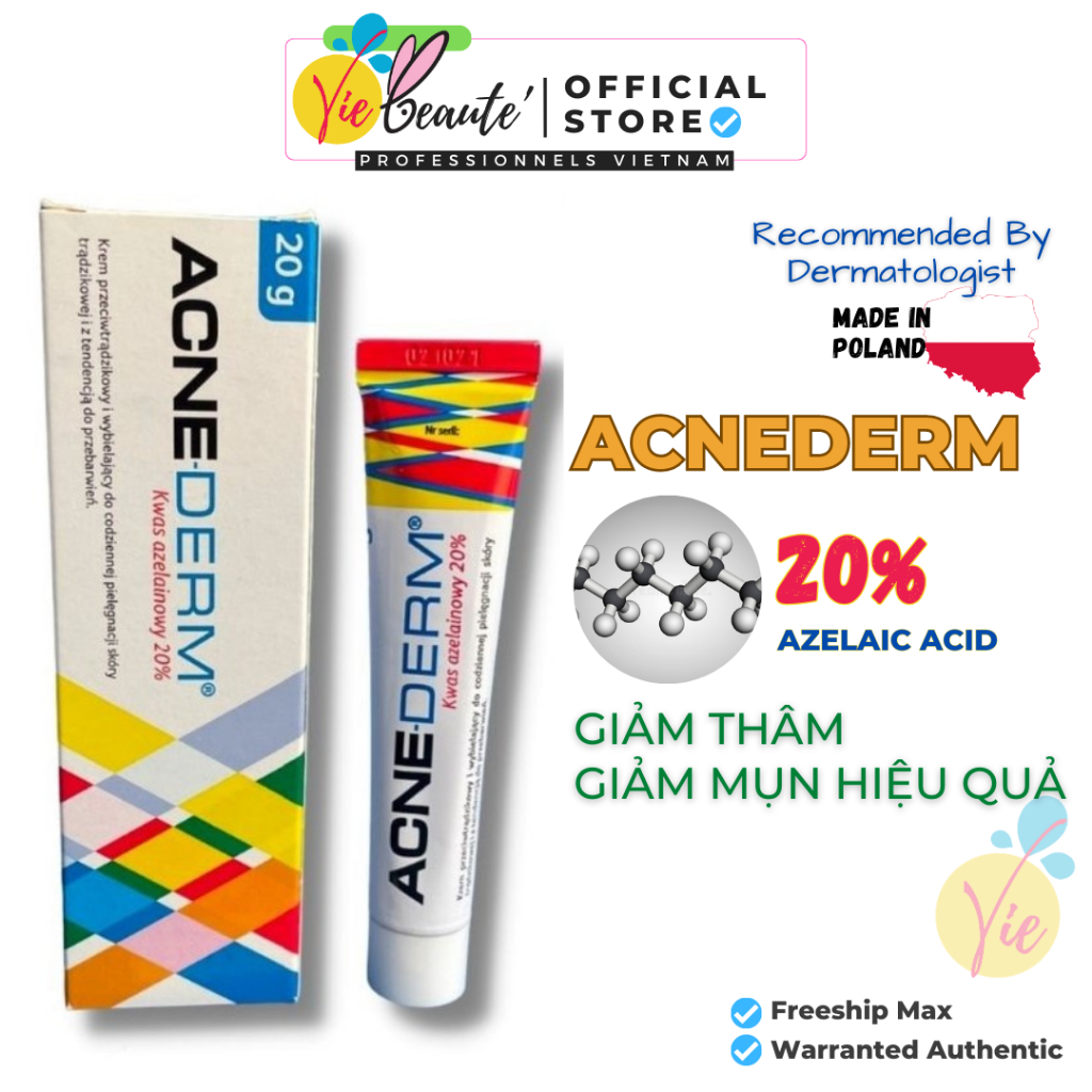 Kem ACNEDERM Giảm Mụn, Mờ Thâm, Làm Trắng Da Acne Derm Kwas Azelainowy ...