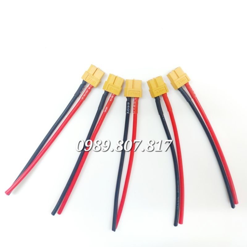 [HCM] - Dây nguồn 14AWG mềm dẻo hàn sẵn jack XT60 tải 20A cho Pin Lipo Bình Accu dài từ 11cm ...