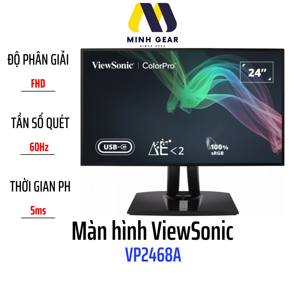 Màn hình thiết kế đồ họa Viewsonic VP2468A 24 inch, Đạt chứng nhận ...