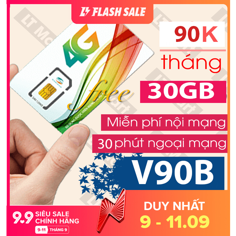sim 4g viettel V90B 30gb/tháng +30p ngoại mạng + Miễn phí nội mạng | Shopee Việt Nam
