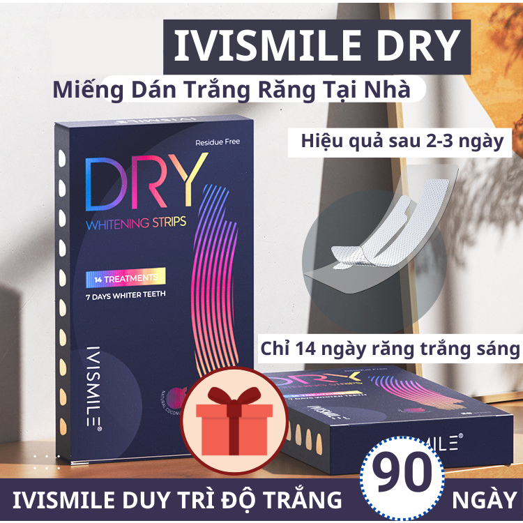 [Hàng Mỹ+Quà] Miếng dán tẩy trắng răng IVISMILE DRY, làm trắng răng tại nhà, trắng sau 2-3 ngày ...