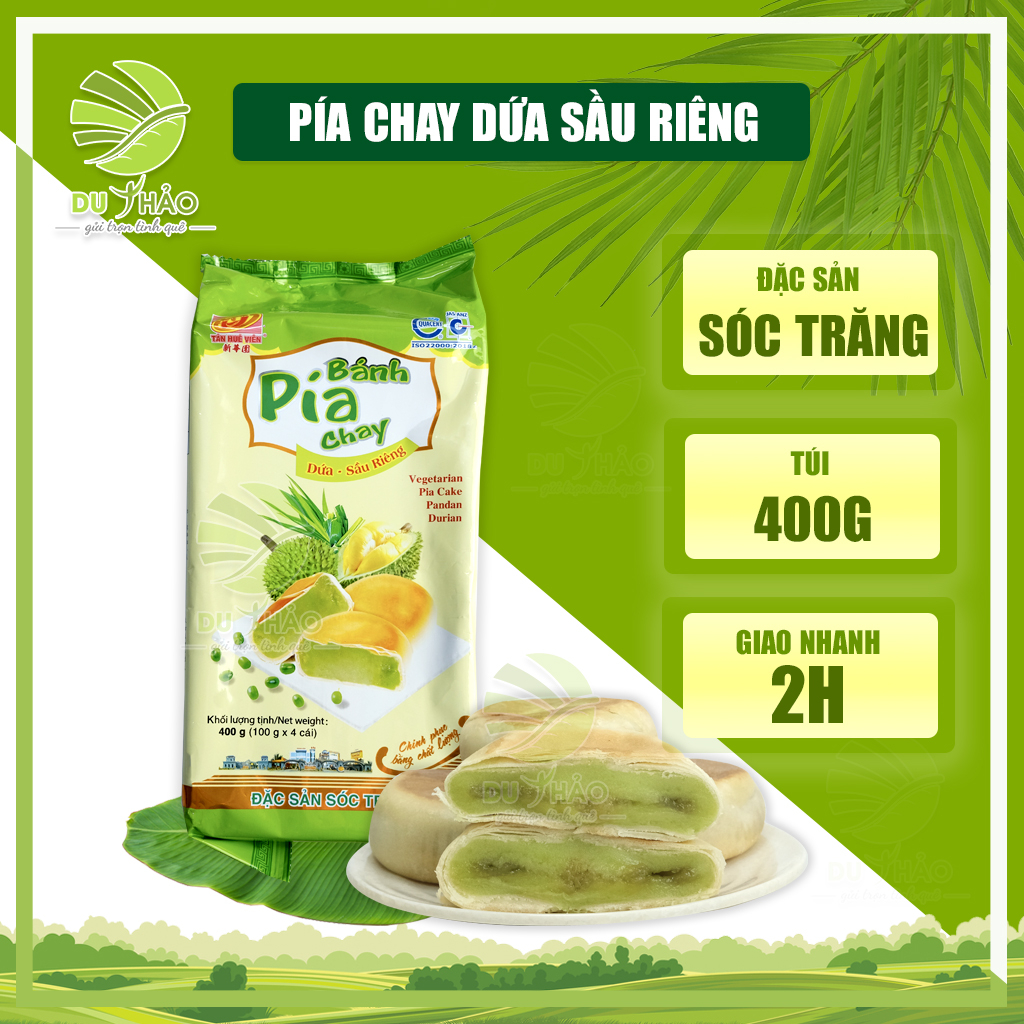 Bánh pía chay lá dứa sầu riêng Tân Huê Viên 400g, bánh pía không trứng ...