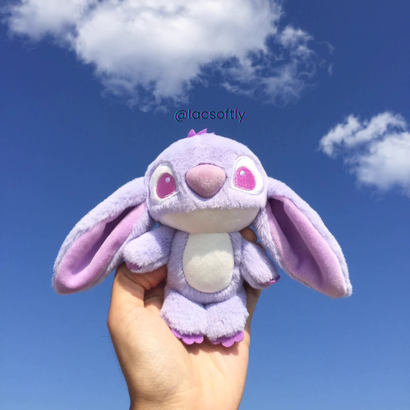 Móc chìa khoá gấu bông hoạt hình Stitch Tím Xanh Hồng lông mịn dễ ...