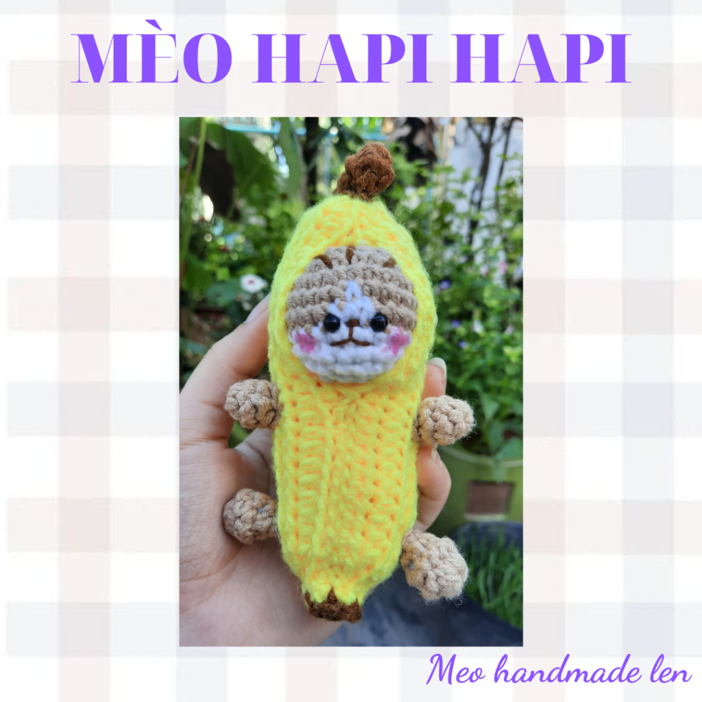 Móc khóa Mèo hapi hapi - mèo chuối - handmade len - amigurumi - crochet (Có chuông) | Shopee ...