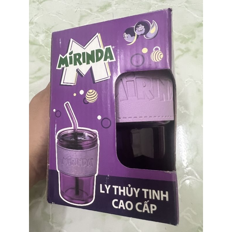 Ly thủy tinh Mirinda (có nắp và ống hút) | Shopee Việt Nam