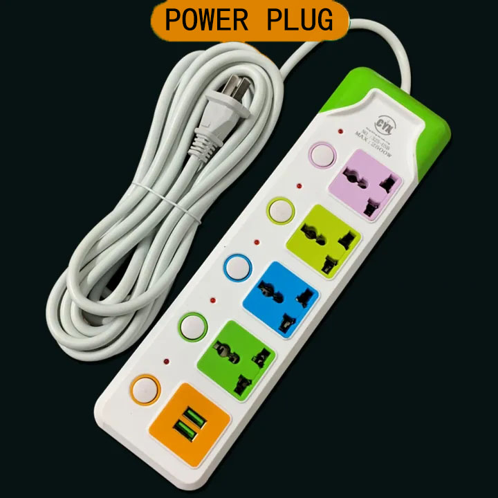 Ổ power plug smart 4 plugs, 2 ports USB charger, wire long 2 meters ...