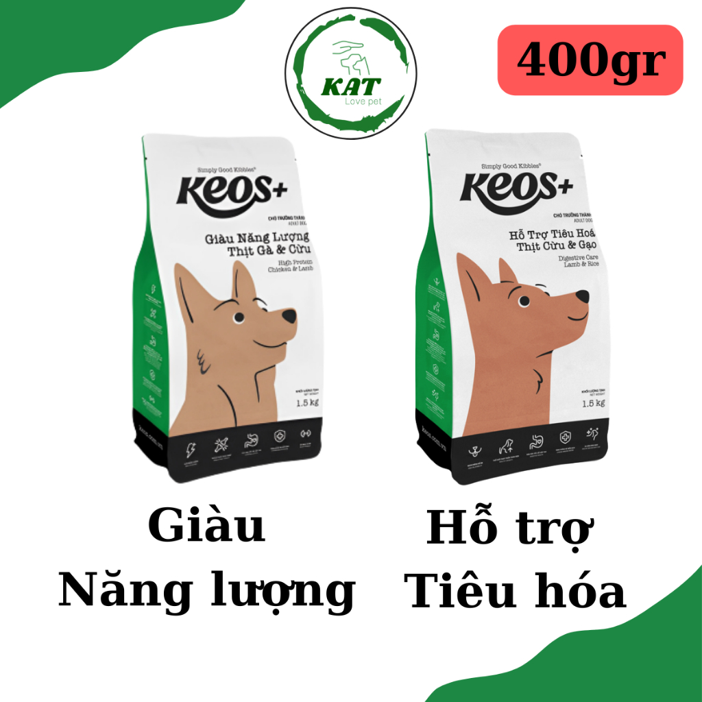 [400gr] Hạt thức ăn cho chó trưởng thành KEOS - Giàu năng lượng, hỗ trợ tiêu hóa - KAT Store ...
