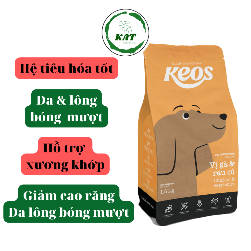 [1.5kg] Hạt thức ăn cho chó KEOS - Dành cho chó con và chó trưởng thành - Gói 1.5kg - KAT Store ...