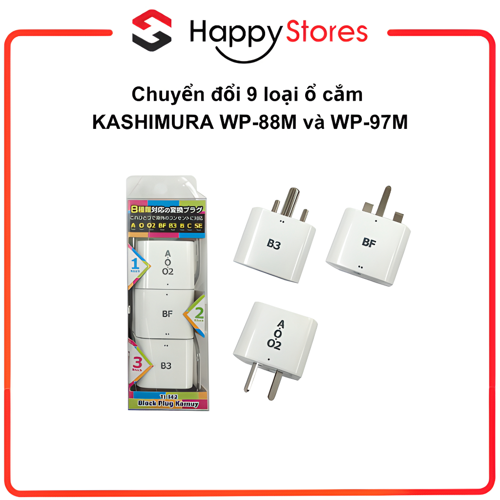 Bộ Chuyển Đổi 9 Loại Ổ Cắm Kashimura WP-97M, WP-88M Màu Trắng, Đen Chính Hãng | Shopee Việt Nam