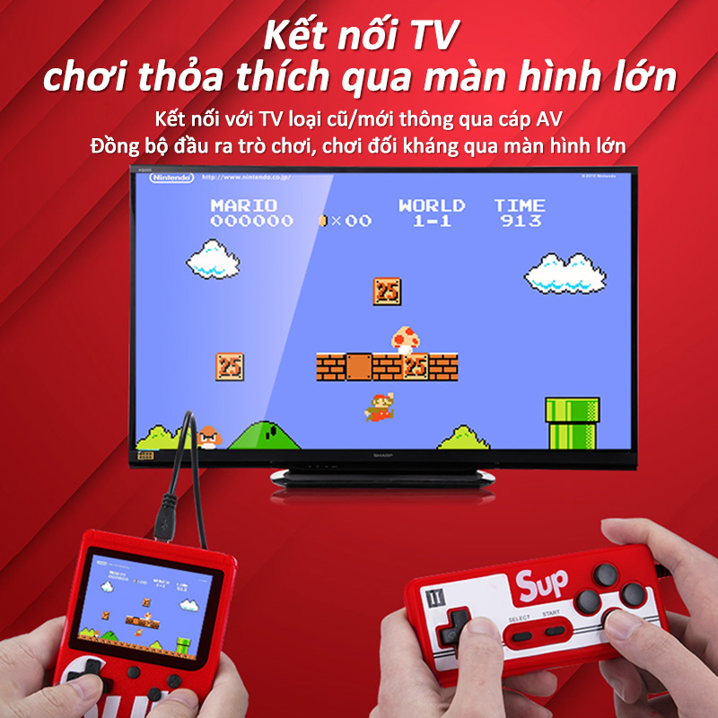 Máy Chơi Game Sup 400,Kèm Tay Cầm Dành Cho 2 Người , kết nối với TV ,Nạp năng lượng theo chu kỳ ...