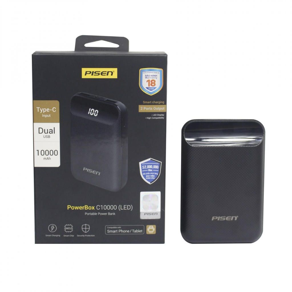 Sạc dự phòng Pisen Powerbox C10000 (Mini Type-C & Micro 2Xusb Led ...