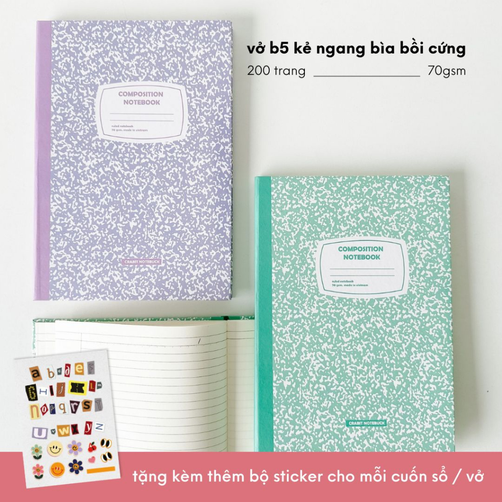 Sổ tay vở 200 300 500 trang kẻ ngang dot grid khổ vuông tặng kèm ...