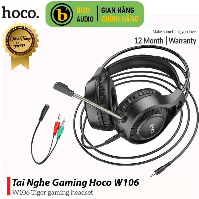 Tai nghe chụp Headphone Gaming Hoco tai nghe W106 Tige có dây kèm mic ...