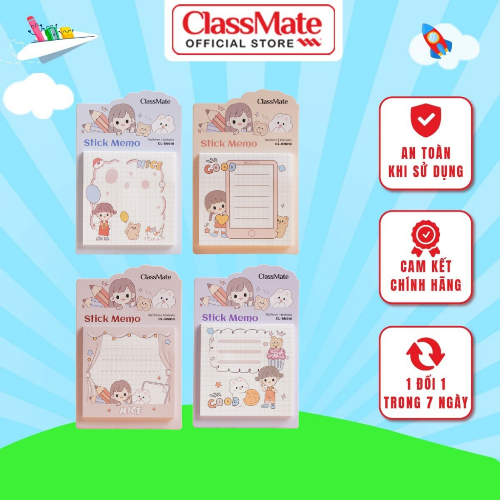 Giấy Note Ghi Chú CLASSMATE Stick Memo Thiết Kế Cô Bé Xinh Xắn, Dùng Để ...