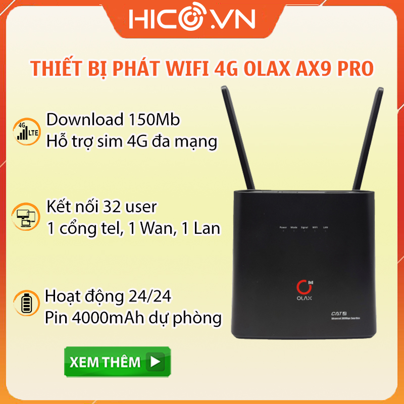 Bộ Phát Wifi Từ Sim 4G OLAX AX9 Pro – 300Mbps- Kết Nối 32 Thiết Bị – Có ...