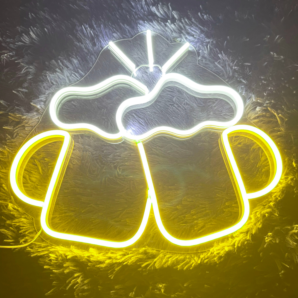 Đèn led neon hình cốc Bia Decor trang trí phòng ngủ quán bia quán bar ...