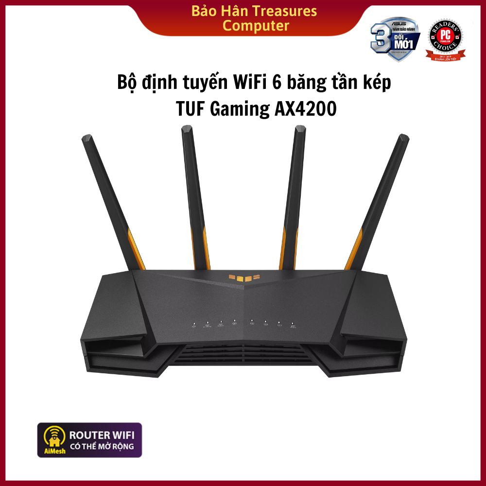 Bộ định tuyến chơi game WiFi 6 băng tần kép TUF-AX4200 Gaming (Router ...