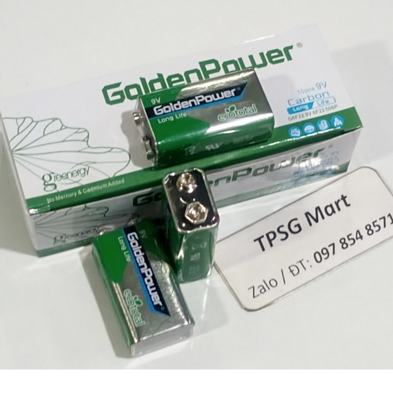 Pin 9V GoldenPower (6F22 - G6F22 9V) - Pin Vuông) / Hộp 10 Viên ...