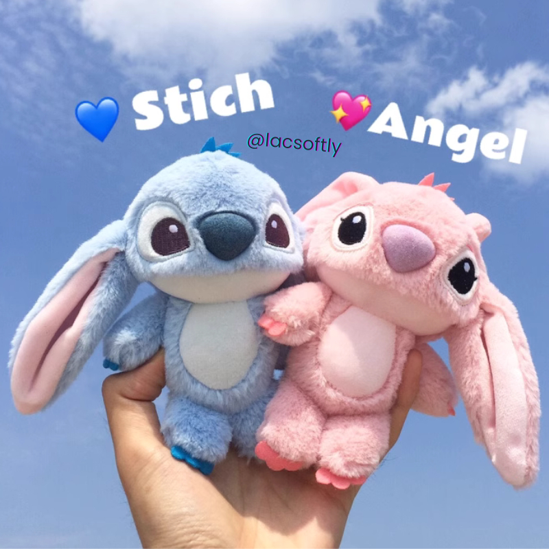 Móc chìa khoá gấu bông hoạt hình Stitch Tím Xanh Hồng lông mịn dễ ...