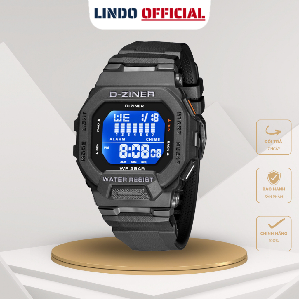 Đồng hồ điện tử nam thể thao chính hãng D-ZINER DZ8312 bền bỉ chống ...