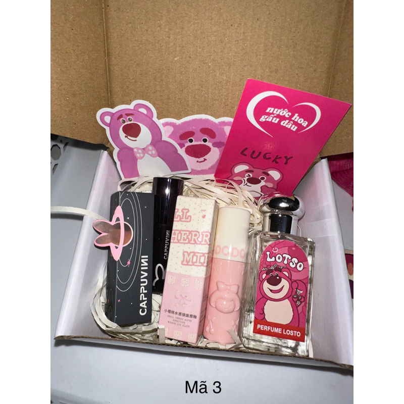 Combo gấu dâu Combo son + nước hoa chính hãng nội địa | Shopee Việt Nam