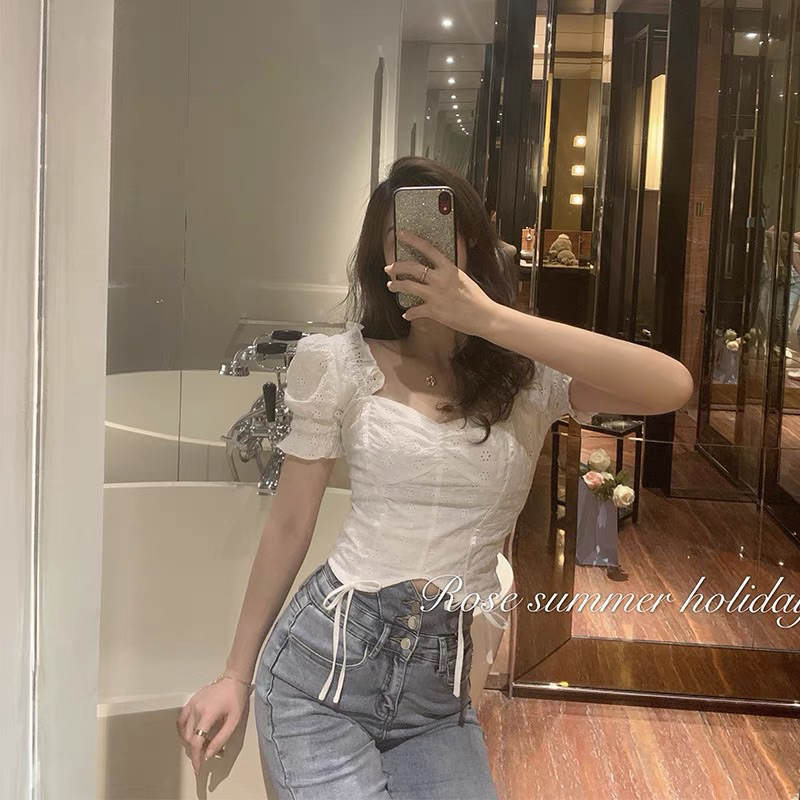 Áo crotop ullzzang nơ kèm mút bigsize(55-90kg) | Shopee Việt Nam