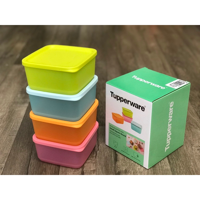 Set 4 hộp trữ mát và khô 650ml Tupperware Small Square Round | Shopee ...