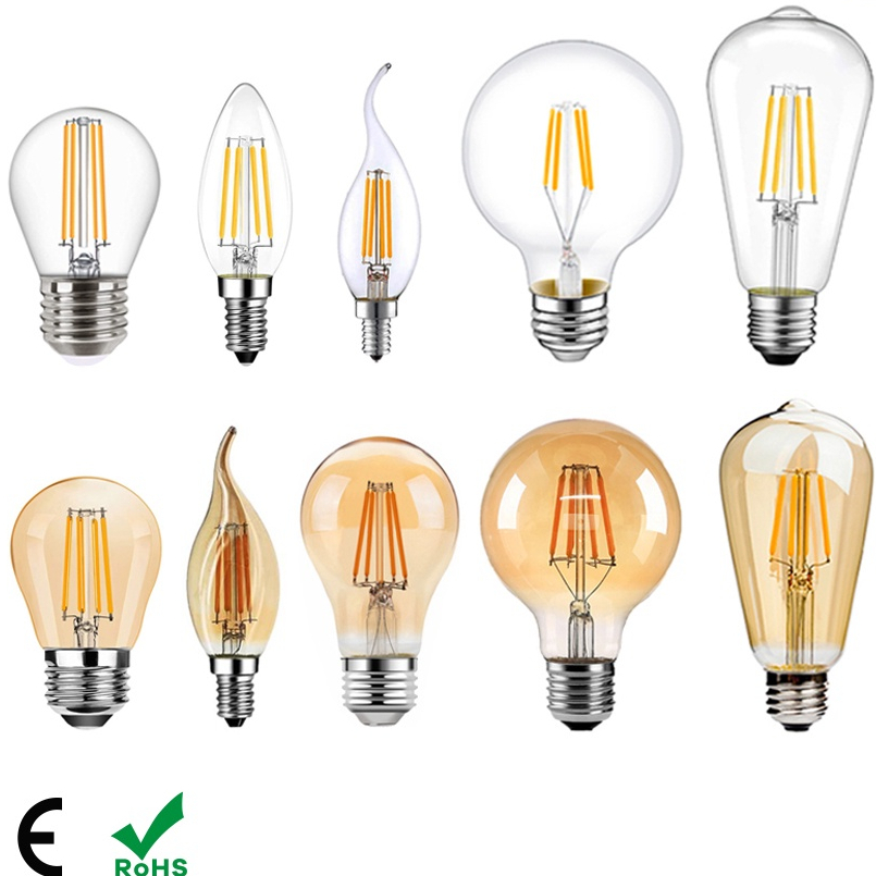 Bóng Đèn LED Dây Tóc Edison ST64 A60 G80 C35 G45 G95 4W 220V E27 E14 ...