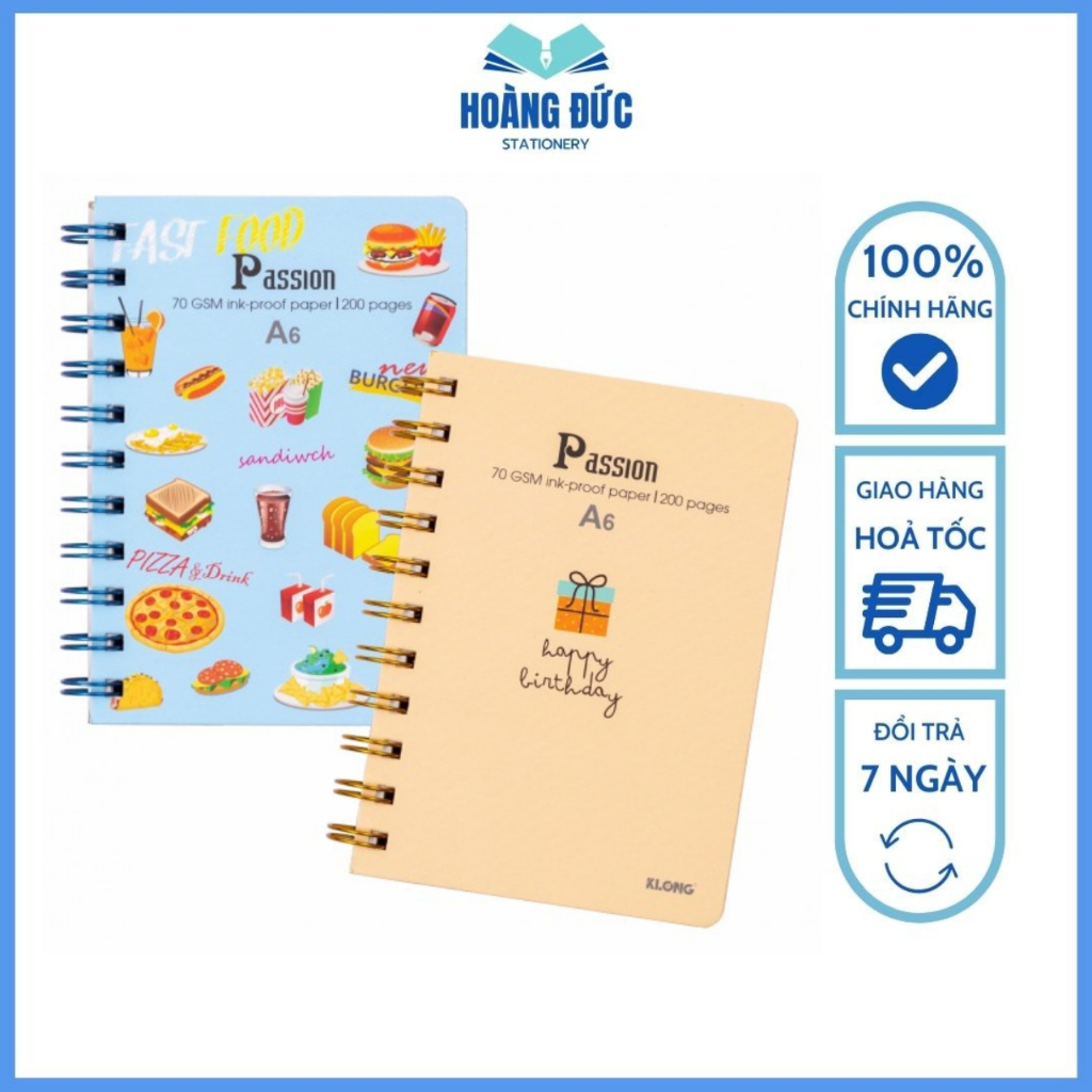 Sổ kẻ ngang A6 lò xo kép dọc Passion Klong 200 trang - bìa cứng; MS: 936 - Hoàng Đức | Shopee ...