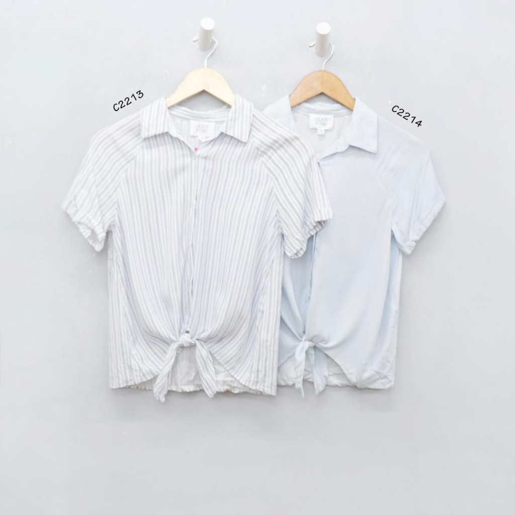 C2213, C2214 & C2217 - Áo sơ mi Olive And OAK tay con lật lai cột nơ ...