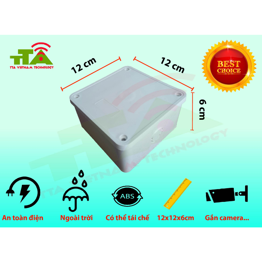 Hộp kỹ thuật, hộp đấu dây 12*12*6 cm dành cho Camera, nguồn, mối dây ...