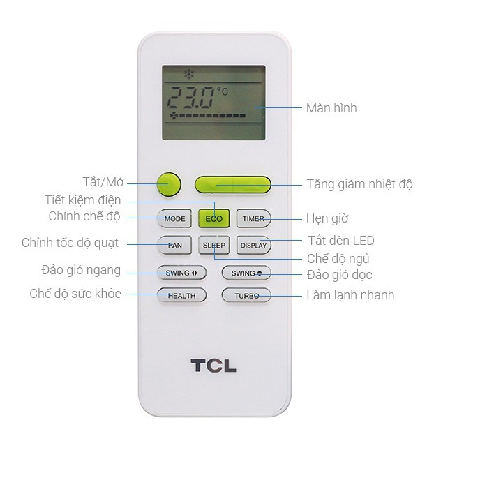 Remote máy lạnh TCL GYKQ-52 nút Eco xanh lá - Điều khiển điều hòa TCL ...