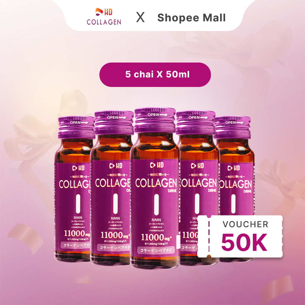 Combo 5 chai nước uống HD Collagen Drink 2 in 1 (Collagen + NMN ...