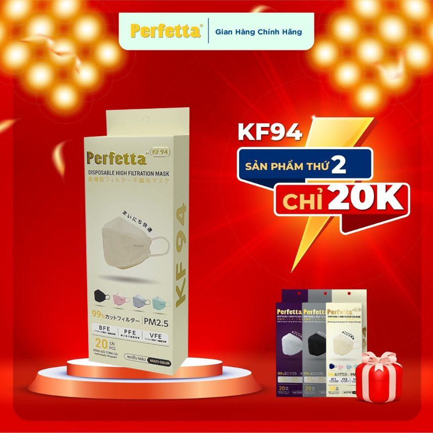 Khẩu Trang Y Tế Cao Cấp Perfetta KF94, Thanh Nẹp Mũi Mềm Mại (20 Cái ...