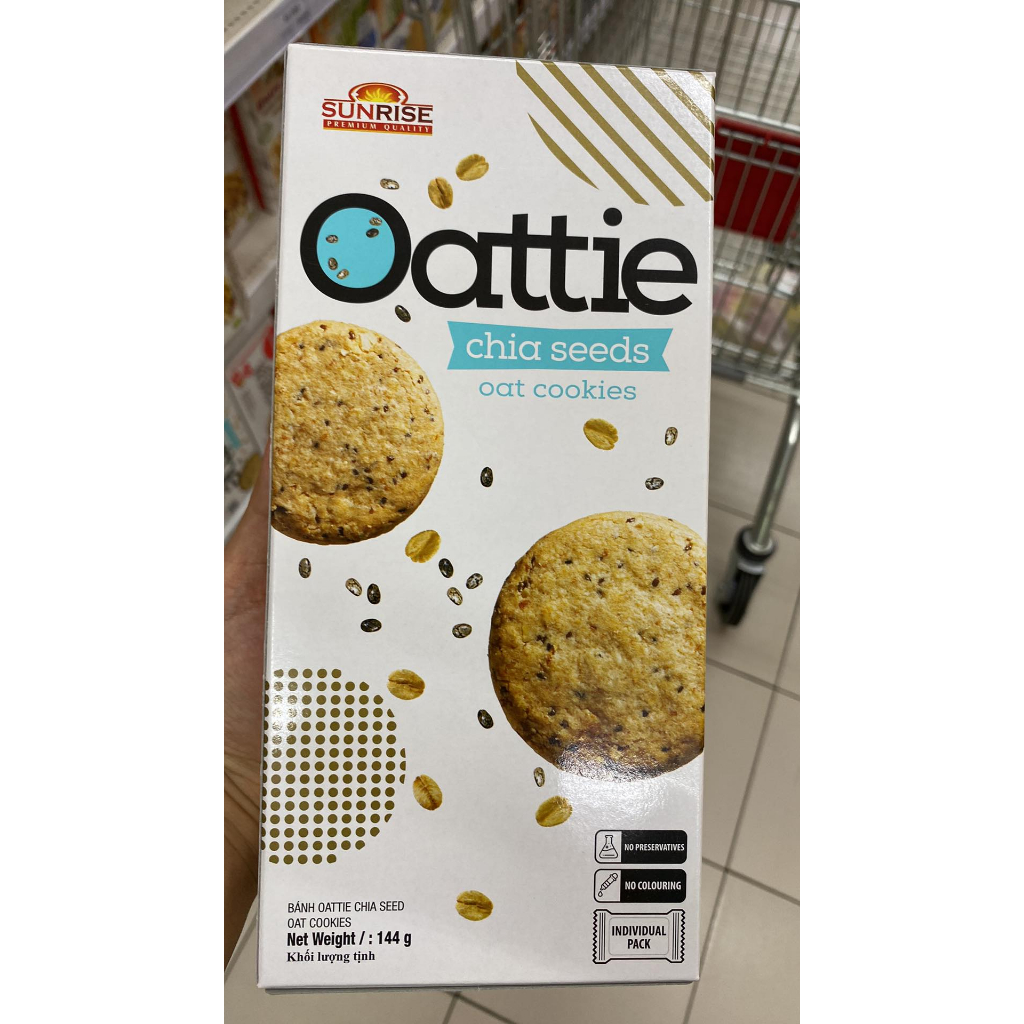 Bánh quy yến mạch không béo hạt chia Oattie Chia seed hiệu Sunrise 144g ...