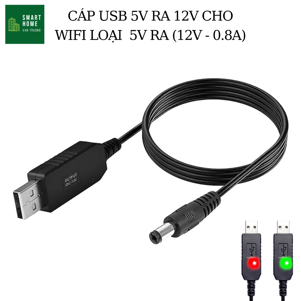Cáp chuyển đổi điện áp 5v sang 12v - 1,5A (dùng cho modem Wifi 1,5A trở ...