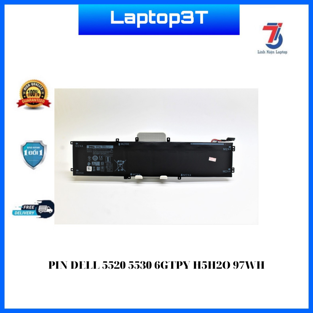 Pin laptop Dell XPS 15 9560 9570 Precision 5520 5530 6GTPY H5H20 97Whr ...